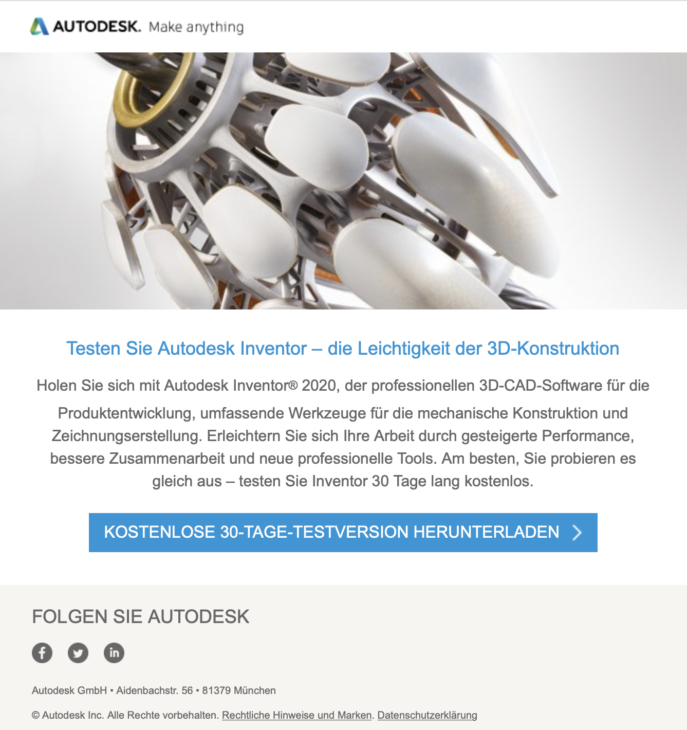 Testen Sie Autodesk Inventor 30 Tage kostenlos!